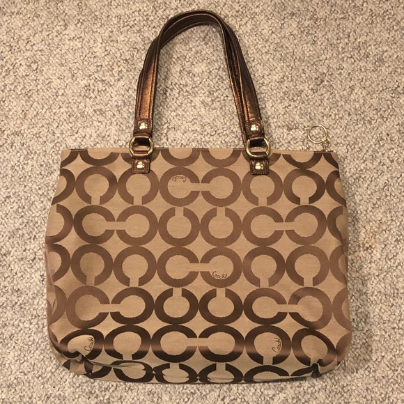 Coach | Bags | Coach Poppy Logo Brown And Purple Tote | Poshmark